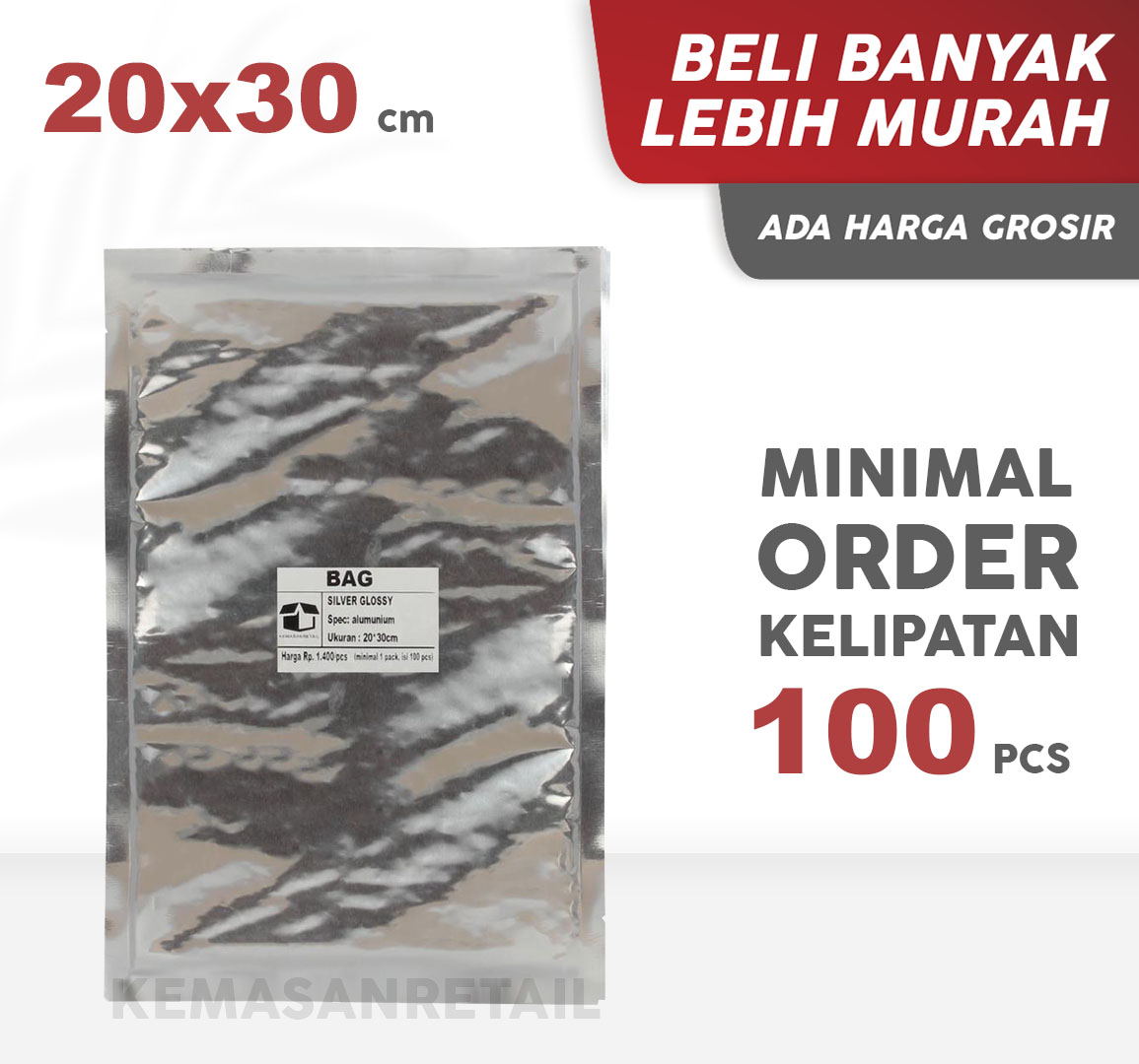 Kemasan Bag Alufoil Silver Glossy 20x29cm » Kemasan Retail : Pusat ...