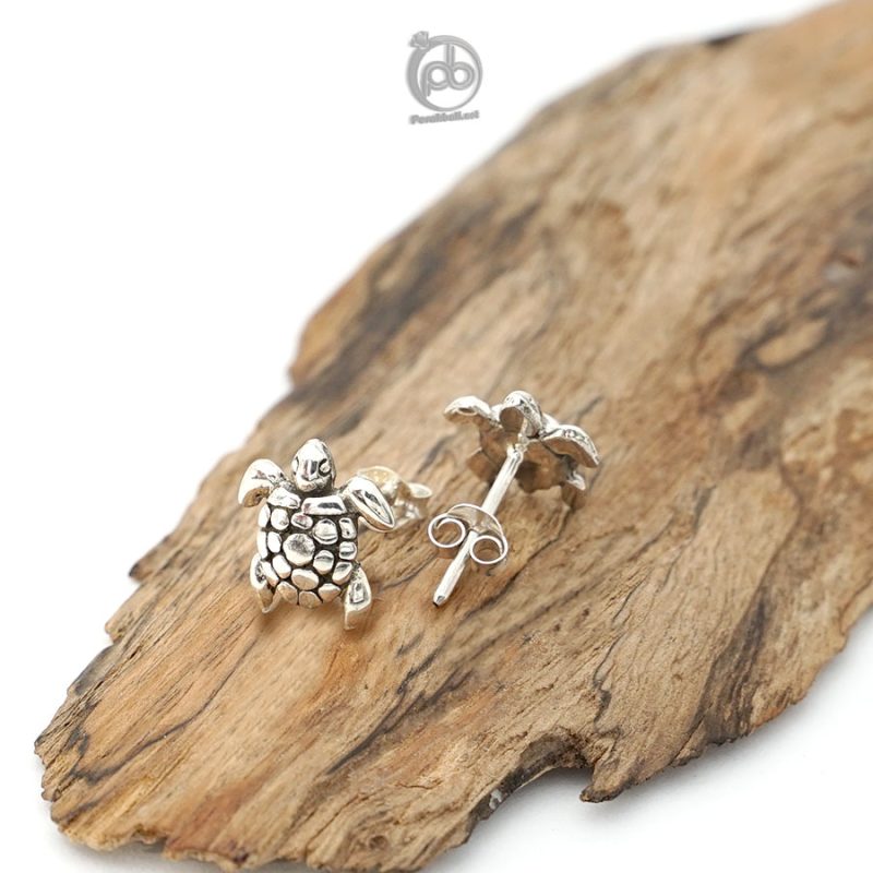 Anting Stud Wanita Perak 925 Motif Kura-kura Imut Tortuga - PERAK BALI